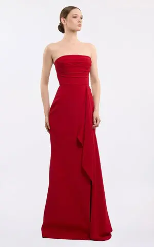 Elie Saab Strapless Draped Maxi Dress