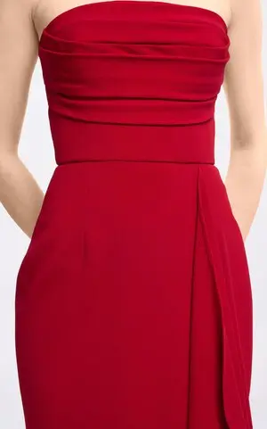 Elie Saab Strapless Draped Maxi Dress