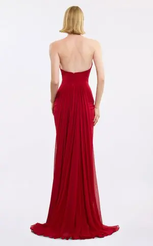 Elie Saab Drape-detailed Silk-blend Maxi Dress
