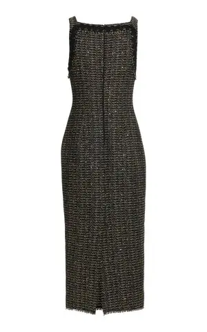 Elie Saab Tweed Cotton-blend Midi Dress