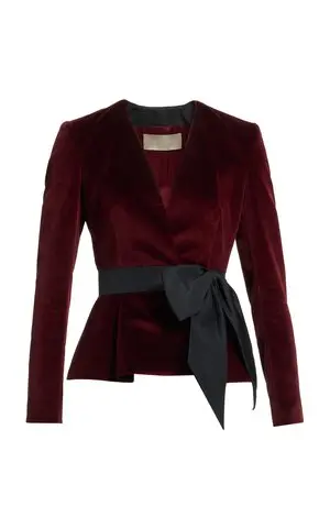 Elie Saab Bow-belt Velvet Jacket - Burgundy