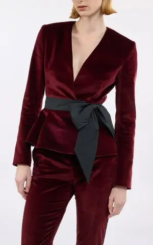 Elie Saab Bow-belt Velvet Jacket