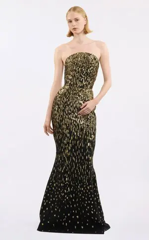 Elie Saab Sequined Strapless Maxi Dress