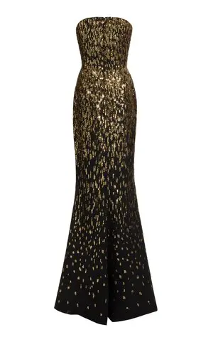 Elie Saab Sequined Strapless Maxi Dress