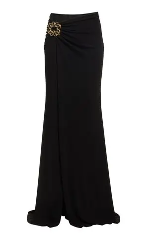 Elie Saab Draped Jersey Maxi Skirt - Black