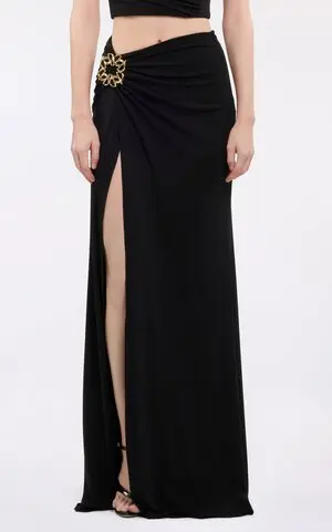 Elie Saab Draped Jersey Maxi Skirt