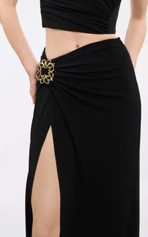 Elie Saab Draped Jersey Maxi Skirt