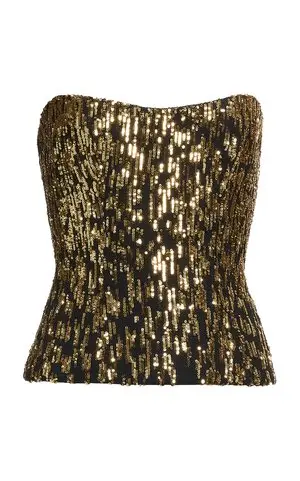 Elie Saab Sequined Strapless Corset - Black