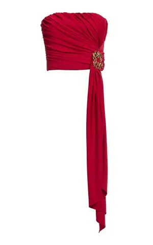 Elie Saab Asymmetrical Draped Corset - Red
