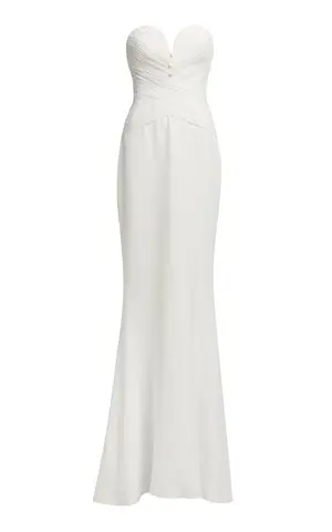 Elie Saab Wrapped Bodice Silk-blend Maxi Dress - White