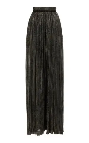 Elie Saab High-rise Wide-leg Pleated Lurex Pants - Metallic