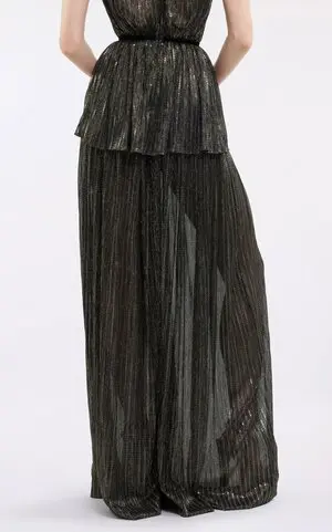 Elie Saab High-rise Wide-leg Pleated Lurex Pants