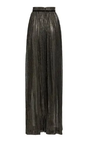 Elie Saab High-rise Wide-leg Pleated Lurex Pants