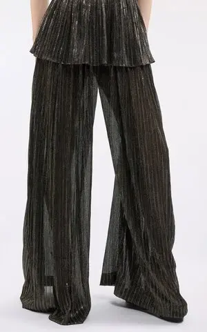 Elie Saab High-rise Wide-leg Pleated Lurex Pants