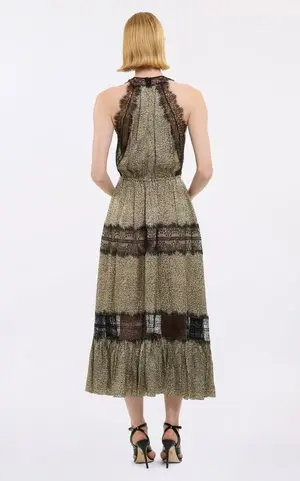 Elie Saab Lace Insert Chiffon Maxi Skirt