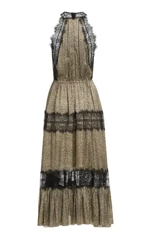 Elie Saab Lace Insert Chiffon Maxi Skirt