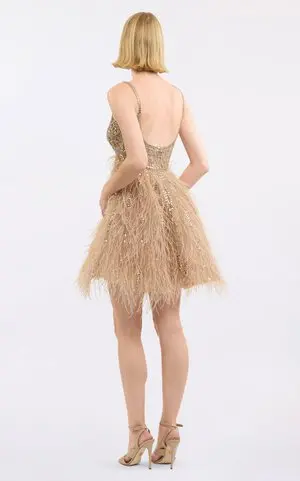 Elie Saab Bead-embroidered Feather-embellished Silk-blend Mini Dress