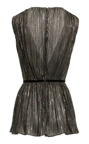 Elie Saab Deep V-neck Lurex Top