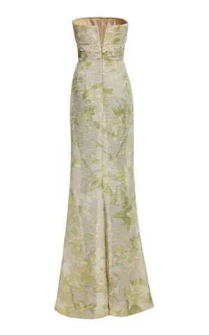 Elie Saab Fold Over Top Silk-blend Tweed Maxi Dress