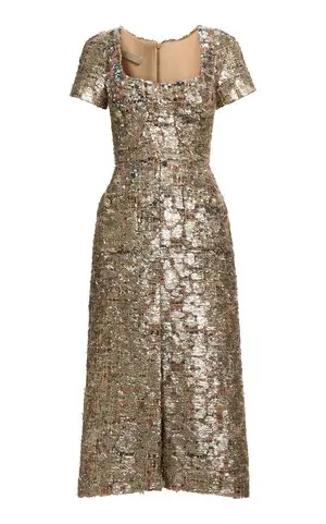 Elie Saab Sequined Tweed Midi Dress