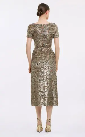 Elie Saab Sequined Tweed Midi Dress