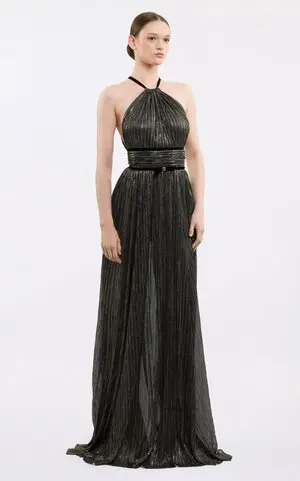 Elie Saab Draped Lurex Maxi Dress