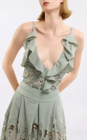 Elie Saab Ruffle-trim Lace Top