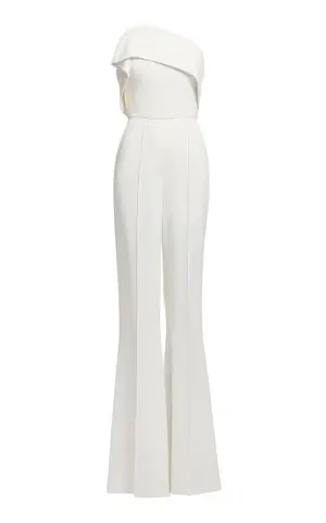 Elie Saab Asymmetrical Fold Over Top Jumpsuit - White