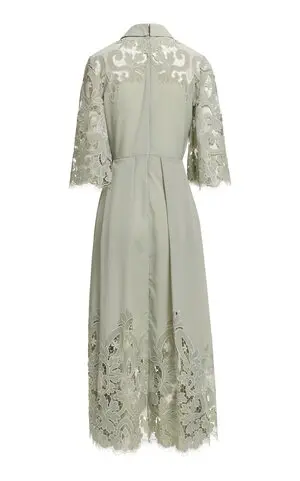 Elie Saab Lace-insert Button-front Midi Dress