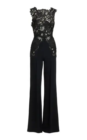 Elie Saab Lace-top Jumpsuit - Black