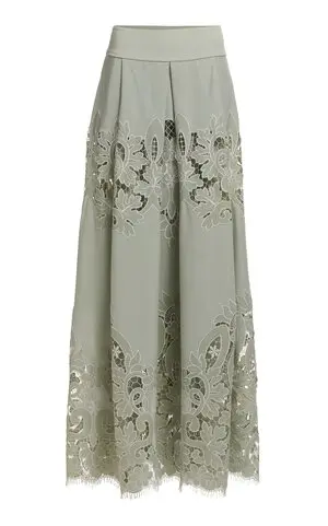 Elie Saab Lace-insert Midi Skirt - Green