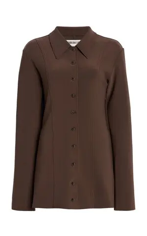BIRROT BIRROT Fitted Button-Down Crepe Top