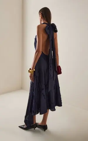 Amsale Eyelash Jacquard Halter Dress