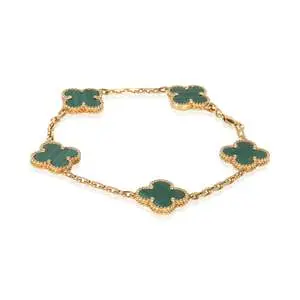 Van Cleef & Arpels Yellow Gold Malachite Vintage Bracelet