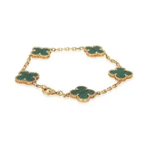 Van Cleef & Arpels Yellow Gold Malachite Vintage Bracelet