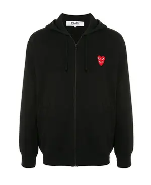 Comme Des Garçons Embroidered Logo Hoodie - Black
