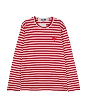 Play Comme Des Garcon Round Collar Striped T-shirt - Pink