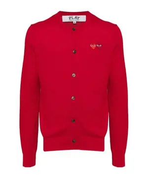 Play Comme Des Garcon Comme Des Garçons Play Crewneck Knitted Cardigan - Red