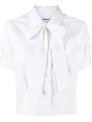 Thom Browne Short-sleeved Bow Detail Top - White