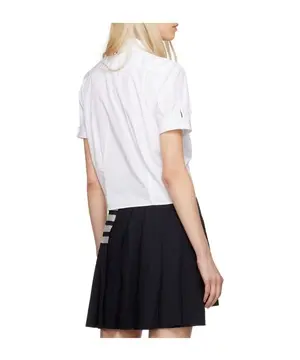 Thom Browne Short-sleeved Bow Detail Top - White