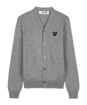Play Comme Des Garcon Logo Patch V-neck Cardigan