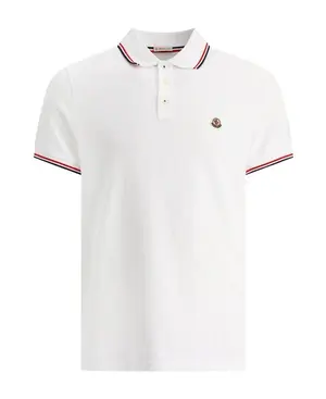 Moncler Lapel Short-sleeved Polo Shirt - White