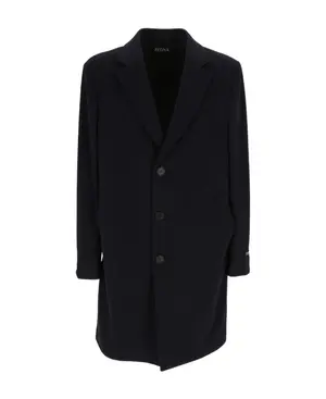 Zegna Long-sleeved Wool Coat - Black