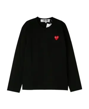 Play Comme Des Garcon Round Collar And Long-sleeved T-shirt - Black