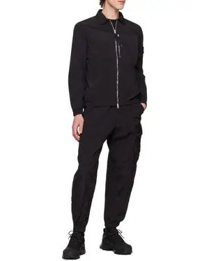 Stone Island Logo Patch Zip-up Overshirt