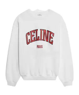 Celine Sweatshirt In Cotton Fleece - White/red/black