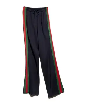 Gucci Silk Cotton Sportswear Pants With Web - Black