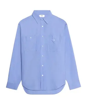 Celine Loose Shirt In Cotton Poplin - Blue