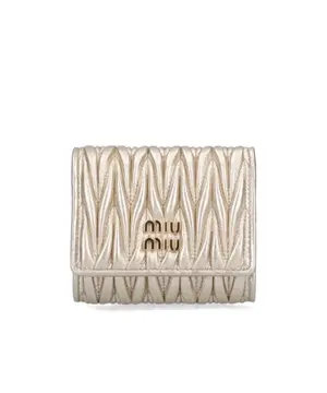 Miu Miu Matelassé Compact Wallet - Nude