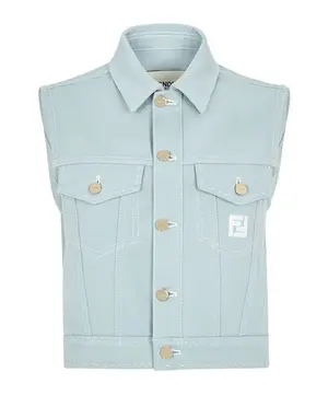 Fendi Logo Embroidered Denim Gilet